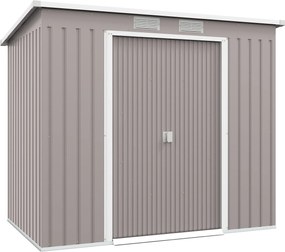 Zahradní domek Outsunny 3,2 m² 213x130x172 cm se sběrnými dveřmi a šikmou střechou, zesílený základ (podlaha není součástí) a 2 okna, Světlá šedá | Ao