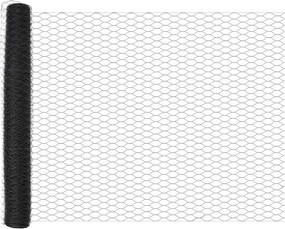 Hexagonální plot s podpěrou 25 x 1,4 m Ocel potažená PVC Šedá 3336868