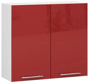 Kuchyňská skříňka OLIVIA W80 H720 - bílá/červený lesk