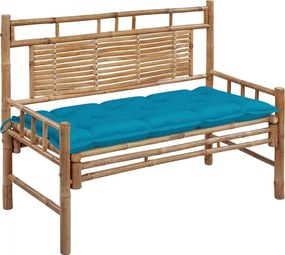 vidaXL Zahradní lavice s poduškou 120 cm bambus [3063892] Barva: Modrá