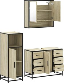 3dílný set koupelnového nábytku dub sonoma kompozitní dřevo 3300991