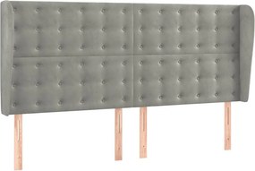 Čelo postele typu ušák světle šedé 203x23x118/128 cm samet 3118456