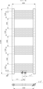 Gamma Erga Simple, topné těleso 1100x400 mm, 372 W, černá, ERG-LAV-SIMP-11040-BK