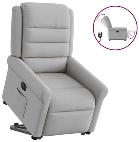 Elektrické zvedací polohovací křeslo obláčkově šedé textil 3303343