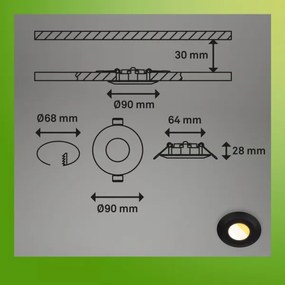 Briloner 7588035 -SADA 3xLED Koup podh svítidlo KLIRA 3xLED/4,9W/230V IP44 černá