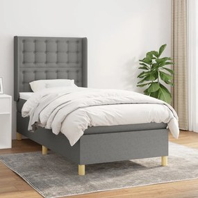 Box spring postel s matrací tmavě šedá 80 x 200 cm textil