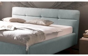 Modrá čalouněná dvoulůžková postel s úložným prostorem a s roštem 160x200 cm Lotte – Meise Möbel