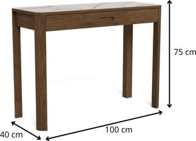 Konzolový stolek Southampton 100 cm bílý mramor/dub kouřový