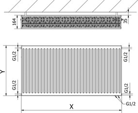 Mexen, Panelový radiátor Mexen CV33 300 x 700 mm, spodní připojení, 934 W, bílý - W633-030-070-00