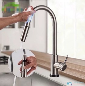 Kuchyňská baterie EYN BS1333 s výsuvnou sprškou a senzorem, více barevných provedení — Černá