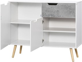 HOMCOM Kuchyňský Servírovací Skříňka s 2 Dveřmi a 1 Zásuvkou - Úložný Kancelářský Nábytek pro Obývací Pokoj, Ložnici, Moderní Styl 98x39x81,5 cm Bílá