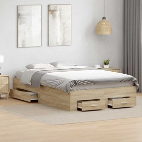 Rám postele se zásuvkou Hnědá 140 x 200 cm Kompozitní dřevo 3345121