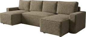 Rozkládací sedací souprava do U SMART BOUCLE 303x143 cm, tmavě béžová