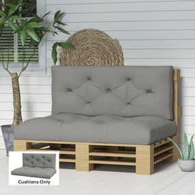 Outsunny 2dílná sada polštářů na paletovou sedačku – sedák 120 × 80 × 10 cm + opěrka 120 × 40 × 10 cm, UV-odolné a voděodolné, světle šedé
