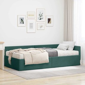 Rohový rám postele s matrací Jiný s čelo 2 ks Zelená textil 3393609