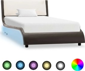 vidaXL Rám postele s LED světlem umělá kůže 90 x 200 cm [280362] Barva: Šedá a bílá