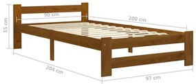 vidaXL Rám postele medově hnědý masivní borovice 90 x 200 cm