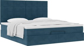 Osmanský rám postele s matrací tmavě modrý 200x200cm samet 3313497