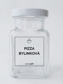 Samolepka na kořenky PIZZA BYLINKOVÁ průhledná 5 × 5 cm tučné písmo
