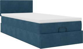Osmanský rám postele s matrací tmavě modrá 100x200cm samet 3311685