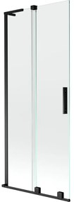 Mexen Velar L, 2-křídlová posuvná vanová zástěna 80 x 150 cm, 8mm čiré sklo, černá matná, 896-080-003-01-70