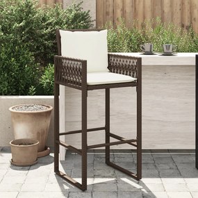Zahradní barové židle s poduškami 2 ks hnědé polyratan - Default Title
