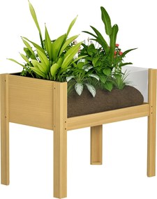 Zvýšený dřevěný zahradní záhon Outsunny s akrylovými panely - Vysoký truhlík pro pěstování květin a zeleniny v zahradě nebo na terase 75x46x60,5 cm |