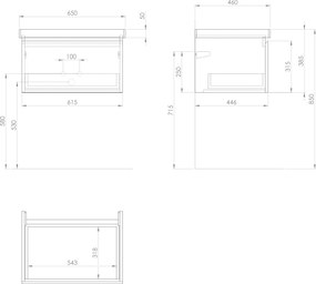 Aqualine Altair koupelnová skříňka pod umyvadlo 61,5 x 35 x 45 cm bílá AI267