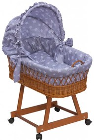 Scarlett Proutěný košík na miminko s boudičkou hvězdička - šedá