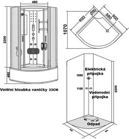 BPS-koupelny Hydromasážní box HYD-Limer 90, 90x90 bez sauny