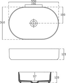 Sapho, INFINITY OVAL keramické umyvadlo na desku, 55x36 cm, matná černá, 10NF65055-2N