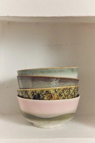Set 2ks šedá miska s hnědým okrajem 70s Chef - Ø 19*8,5 cm