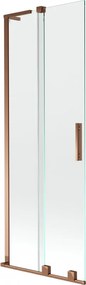 Mexen Velar L, 2-křídlová posuvná vanová zástěna 75 x 150 cm, 8mm čiré sklo, růžové zlato, 896-075-003-01-60