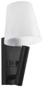 LED Nástěnná lampa s USB portem LED/2W/230V 3000K černá/bílá