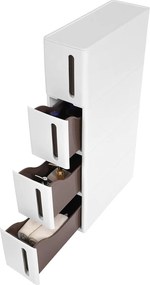Plastový kuchyňský organizér se 4 zásuvkami 45x17x83 cm, bílý-hnědý