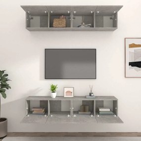 TV skříňky 4 ks betonově šedé 80 x 30 x 30 cm kompozitní dřevo 3114185