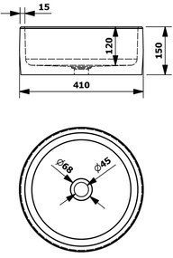 Sapho, PRIORI keramické umyvadlo, průměr 41 cm, 15 cm, barva bílá s modrou malbou, PI027