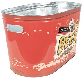 Nádoba na led červená hliníková Ice Cold Beer – 40 x 25 x 23 cm