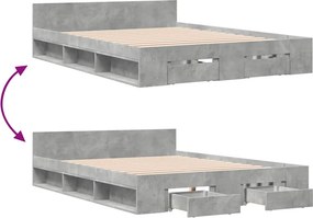 Rám postele se zásuvkami betonově šedý 160 x 200 cm kompozit 3280737