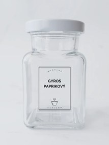 Samolepka na kořenky GYROS PAPRIKOVÝ průhledná 3 × 4 cm tučné písmo
