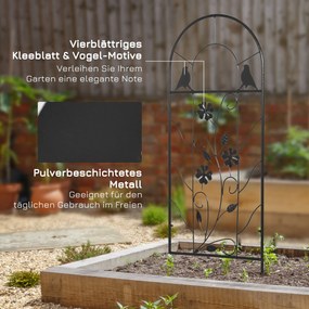 Outsunny 2-set zahradní mřížka 38 Š x 98 V cm z kovu ve tvaru čtyřlístku a ptáčka pro popínavé rostliny nerezavějící černá pro zahradu balkon dvůr | …