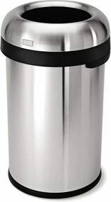 Kulatý otevřený koš 80 l, matná ocel, nerez