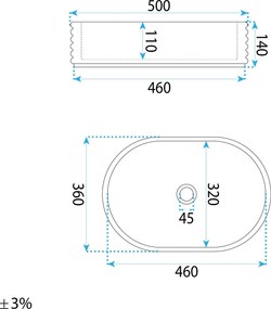 Rea Nicoletta, umyvadlo na desku 500x360x140 mm, béžová-imitace kamene, REA-U7346