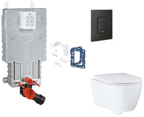 Grohe Uniset - Set předstěnové instalace, klozetu, sedátka SoftClose, tlačítka Even a sady pro vhazování tablet, phantom black SANI15BB5119