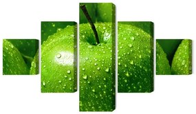 Vícedílný obraz Zelená Jablka V Makro Měřítku Nedostatek Nedostatek Přírodní plátno 150x90