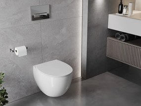 Mexen Egg WC mísa Rimless s pomalu sklápějícím sedátkem slim, duroplast, bílý lesk - 30245000