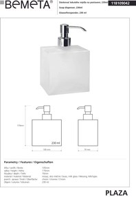 Bemeta Design PLAZA: Dávkovač mýdla na postavení 230 ml -