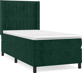 Box spring postel s matrací tmavě zelená 80 x 200 cm samet 3132768