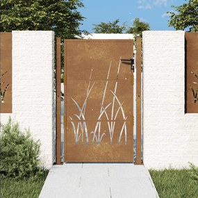 Zahradní branka 100 x 125 cm z corten oceli, design s trávou 153174
