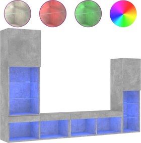 4dílná obývací stěna s LED betonově šedá kompozitní dřevo 3216657